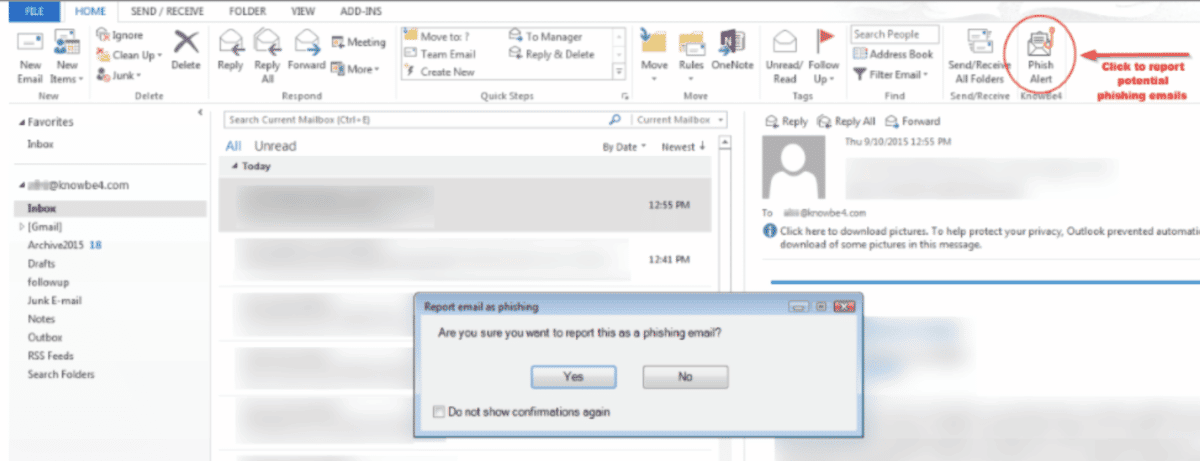 What Is This New Phishing Button In Microsoft Outlook?